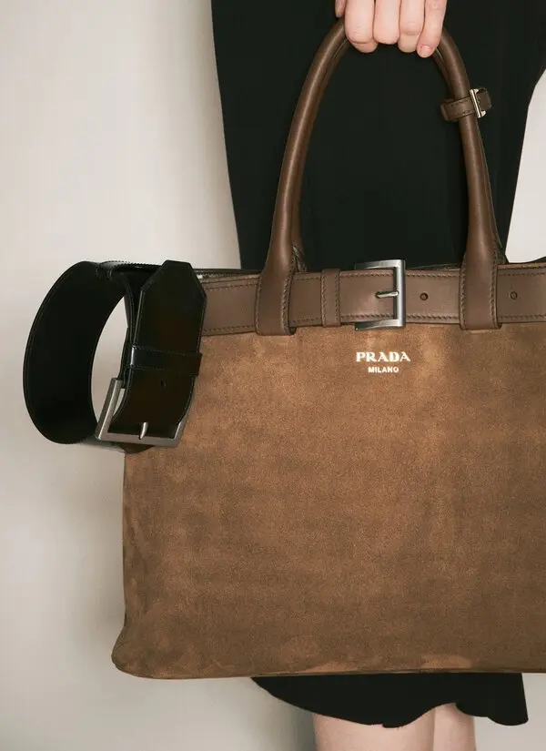 Prada Leather Wrist Strap With Lobster Clasp