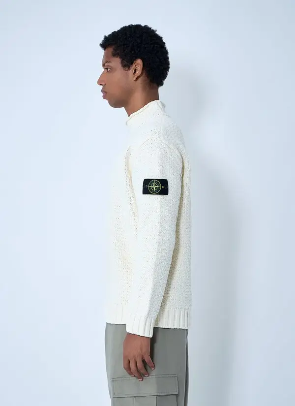 Stone Island Cotton Knit Sweater With Compass Patch
