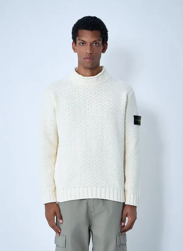 Stone Island Cotton Knit Sweater With Compass Patch - Multicolor