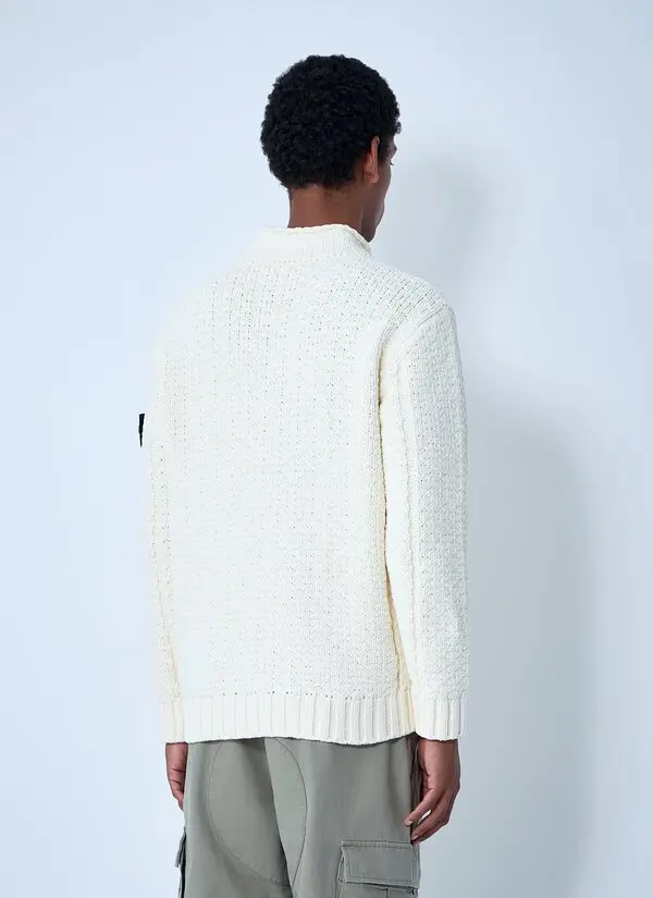 Stone Island Cotton Knit Sweater With Compass Patch - Multicolor