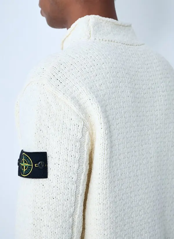 Stone Island Cotton Knit Sweater With Compass Patch - Multicolor
