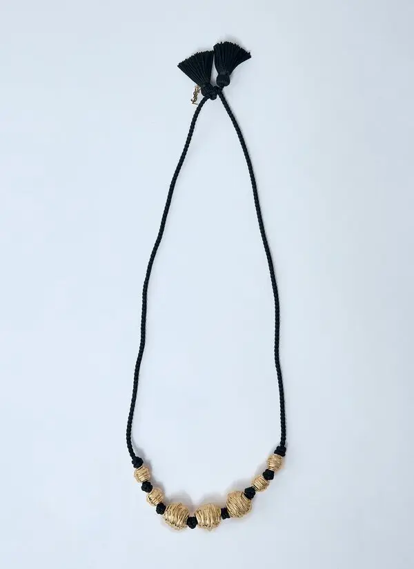 Saint Laurent Metal And Tassel Necklace - Black