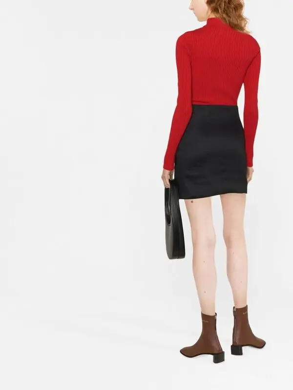 COURREGES Re-edition Rib Knit Mockneck Sweater - Red