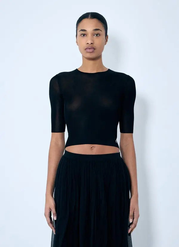 Saint Laurent Cassandre Knit Top - Black