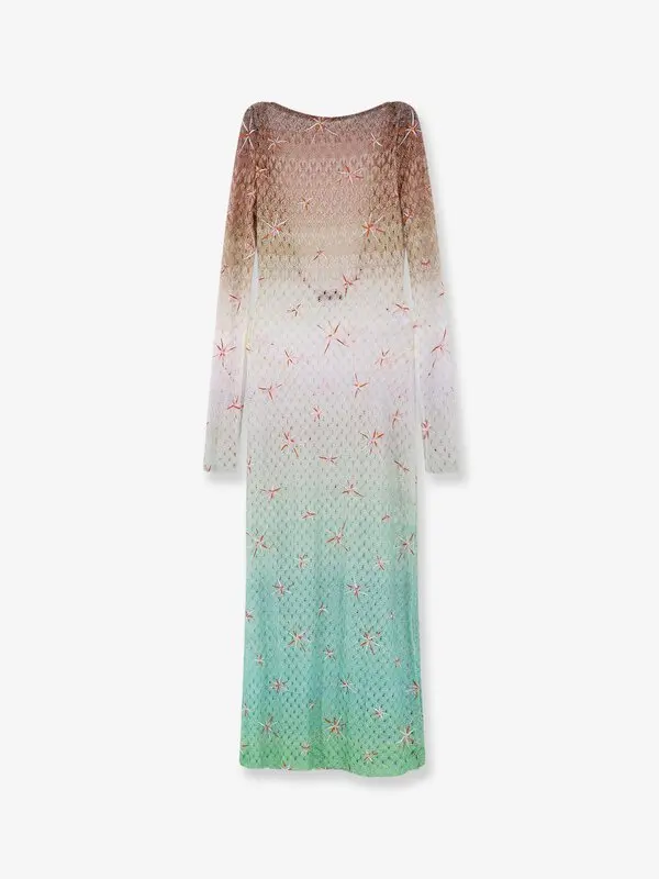Missoni Long Sleeve Embroidered Cover-up Dress - Multicolor