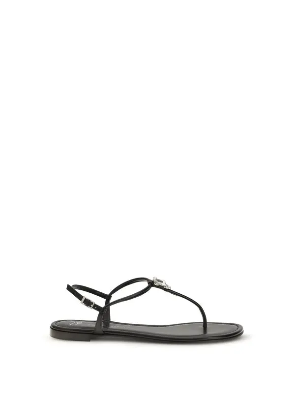 GIUSEPPE ZANOTTI Pia Mizuki Leather Embellished Thong Sandals - Black