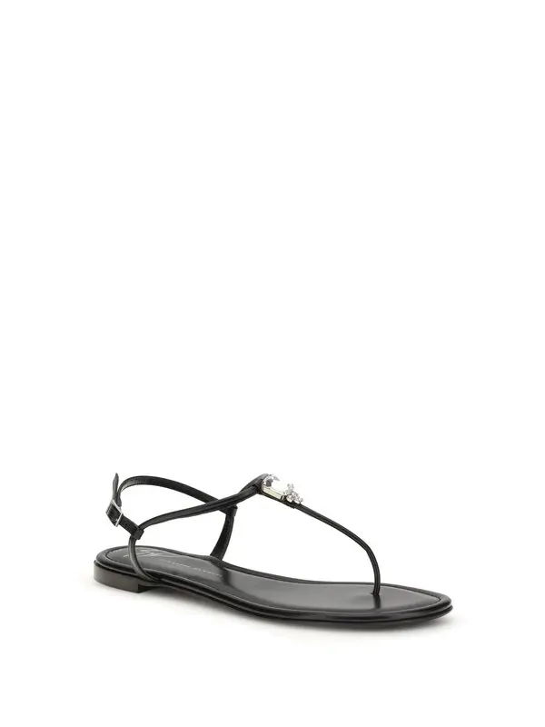 GIUSEPPE ZANOTTI Pia Mizuki Leather Embellished Thong Sandals - Black