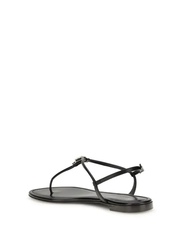 GIUSEPPE ZANOTTI Pia Mizuki Leather Embellished Thong Sandals - Black