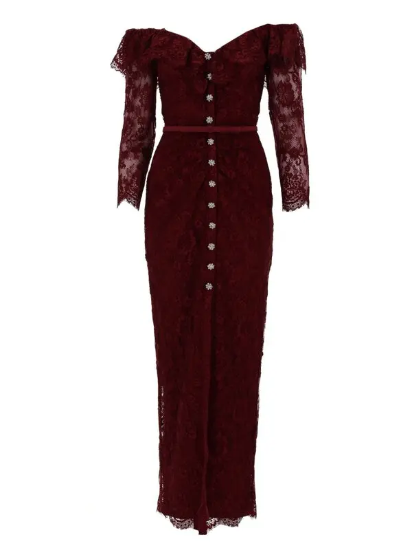 SELF-PORTRAIT Lace Dress With Jewel Buttons - Multicolor