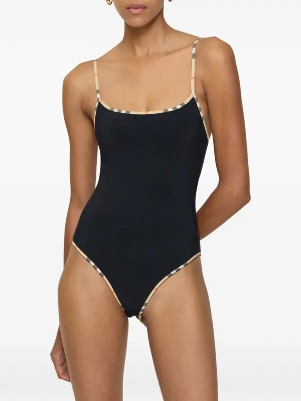 Burberry Check Trim Cut-out Back Swimsuit