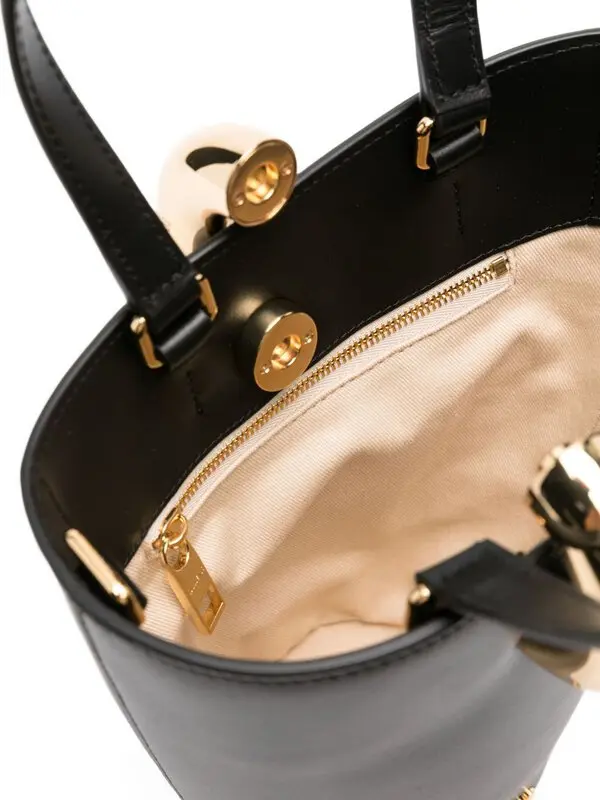 Jacquemus Le Petit Bambola Leather Bucket Bag With Gold-tone Ring Detail - Multicolor
