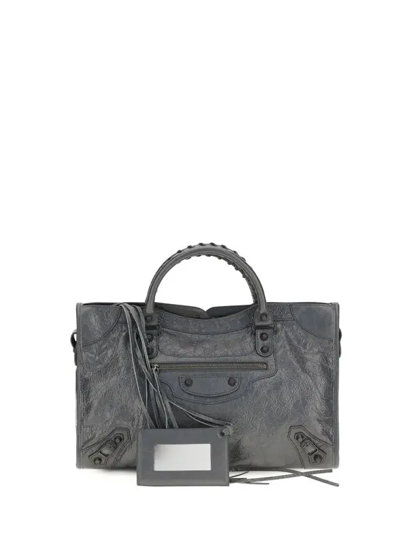 Balenciaga Le City Medium Handbag In Arena Lambskin - Gray