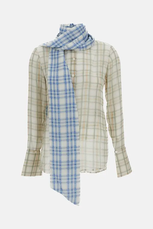 Acne Studios Plaid Shirt With Scarf Detail