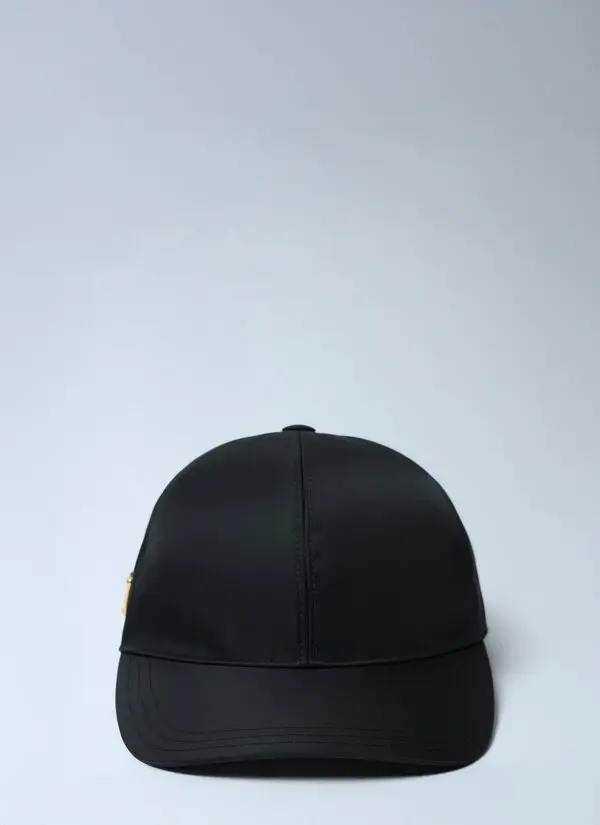 Prada Re-nylon Baseball Cap With Logo Plaque - Black