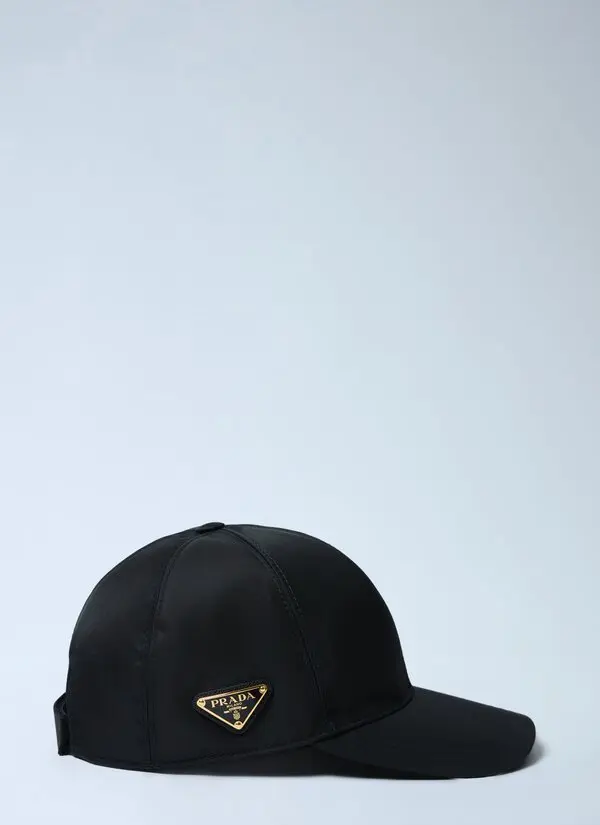 Prada Re-nylon Baseball Cap With Logo Plaque