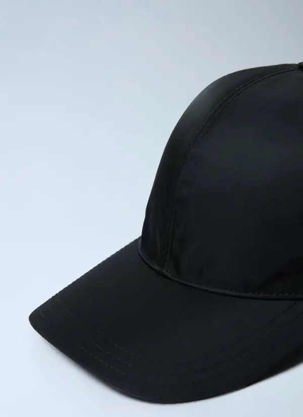 Prada Re-nylon Baseball Cap With Logo Plaque