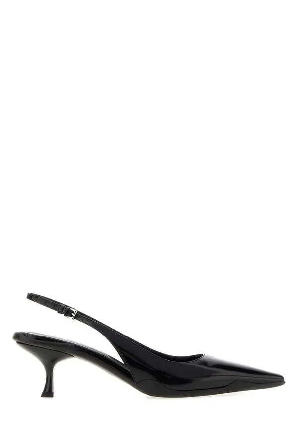 Prada Leather Slingback Pumps With Embellishment - Black