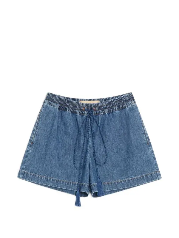 Valentino Garavani Chambray Drawstring Denim Shorts - Multicolor