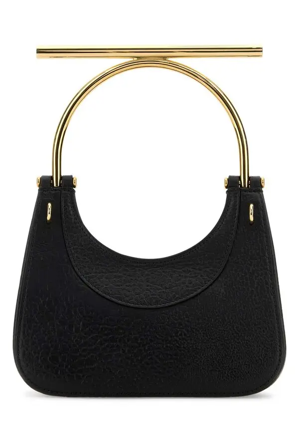 Alexander McQueen Leather Mini Handbag With Golden Metal Hoop Handle - Black