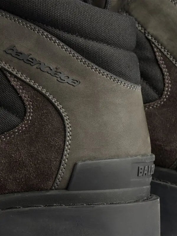 Balenciaga Combat Strike Lace-up Boots In Nubuck And Suede - Brown
