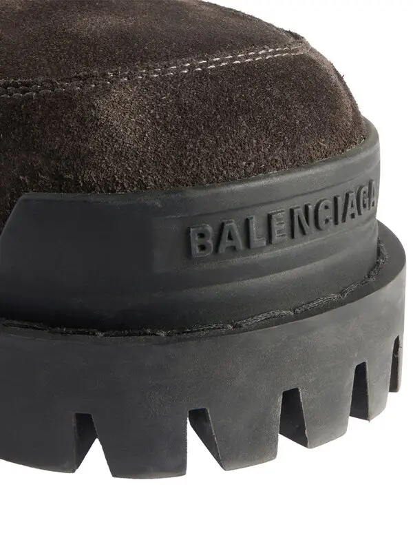 Balenciaga Combat Strike Lace-up Boots In Nubuck And Suede - Brown