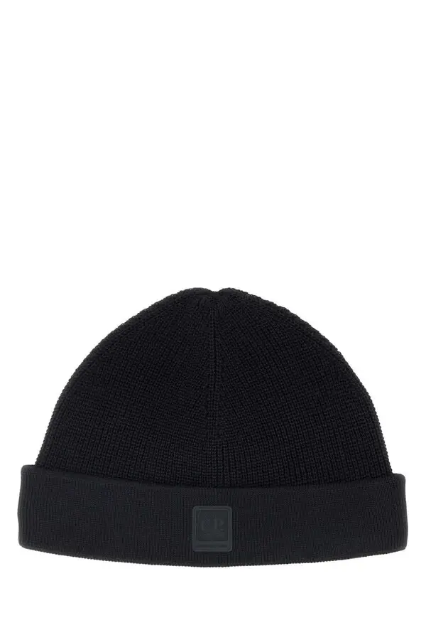 C.P. COMPANY Cotton Beanie Hat - Black