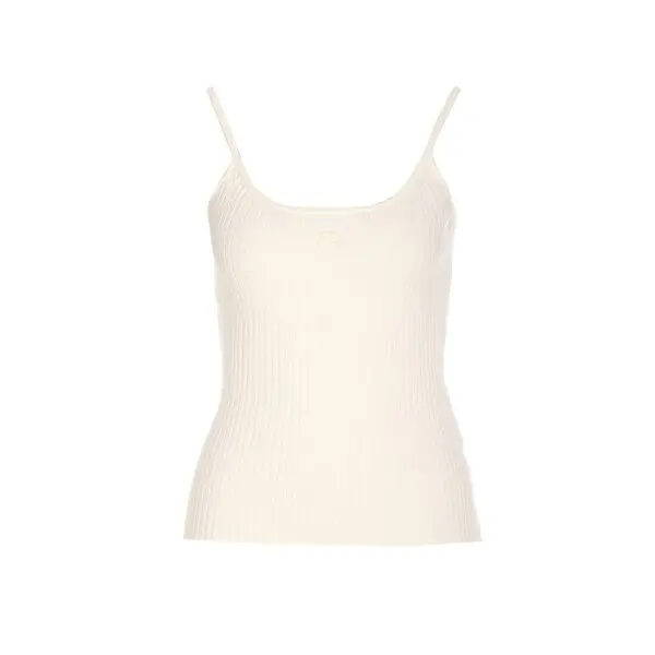 COURREGES Ribbed Spaghetti Strap Tank Top - White