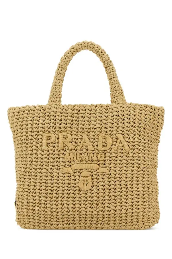 Prada Raffia Shopping Bag - Brown