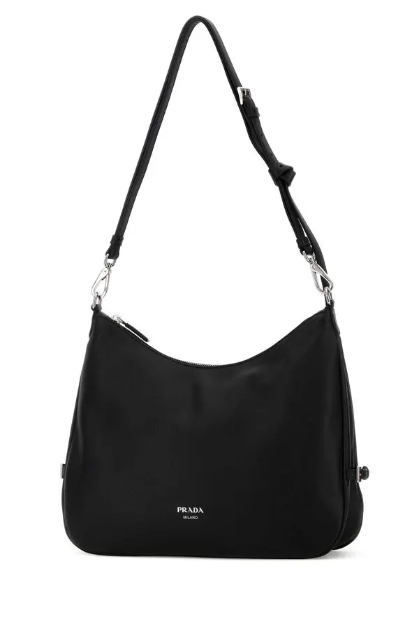 Prada Leather Large Fold Shopping Bag - Black