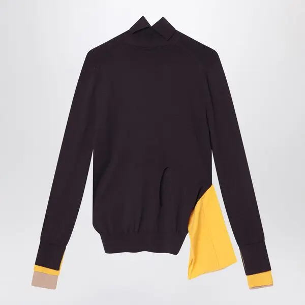 Fendi Wool Turtleneck Sweater With Contrasting Detailing