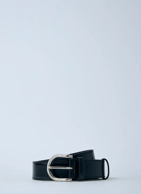 Prada Smooth-grain Leather Belt With Silver-tone Buckle - Black