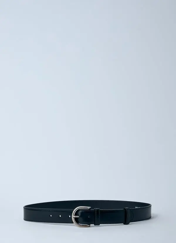 Prada Smooth-grain Leather Belt With Silver-tone Buckle - Black