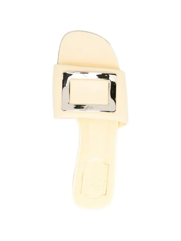 ROGER VIVIER Leather Flat Sandals With Buckle Detail - Multicolor