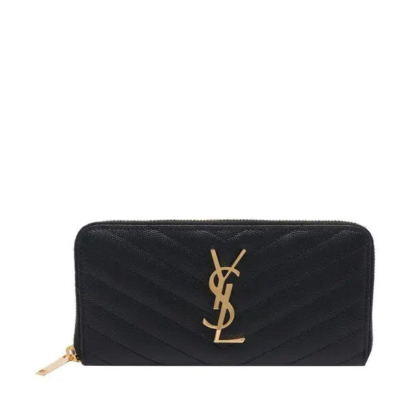 Saint Laurent Cassandre Matelasse' Zipped Wallet - Black