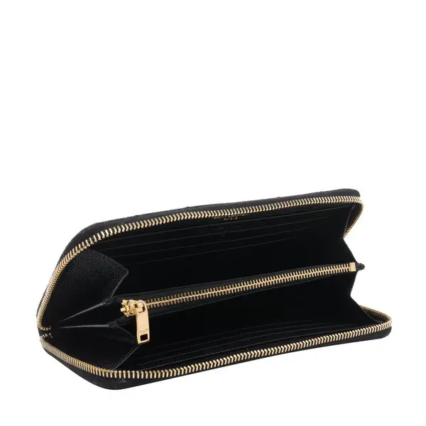 Saint Laurent Cassandre Matelasse' Zipped Wallet - Black