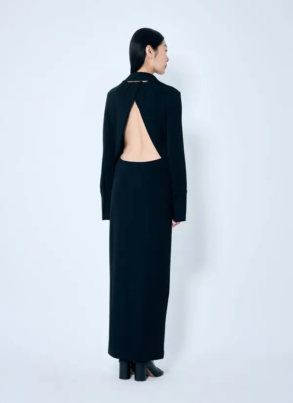 Sportmax Crepe Jersey Maxi Shirt Dress With Open Back