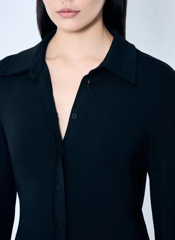 Sportmax Crepe Jersey Maxi Shirt Dress With Open Back