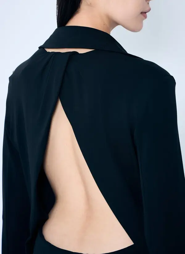 Sportmax Crepe Jersey Maxi Shirt Dress With Open Back
