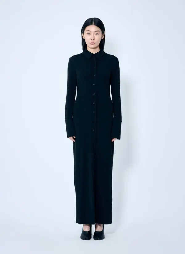 Sportmax Crepe Jersey Maxi Shirt Dress With Open Back - Black