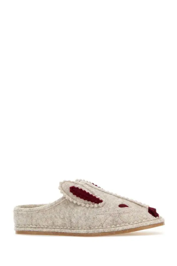 BODE Grey Fabric Rabbit Slippers - Gray