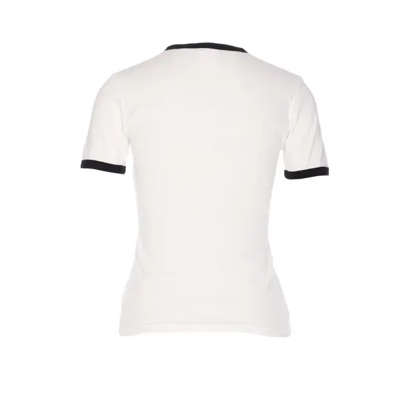 COURREGES Contrast Logo Embroidered T-shirt - White