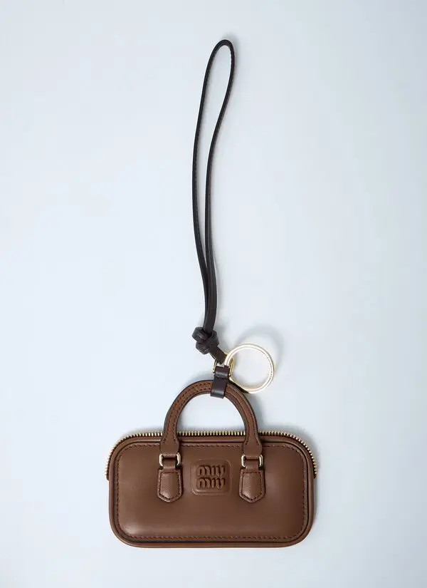 Miu Miu Arcadie Leather Keyring - Brown