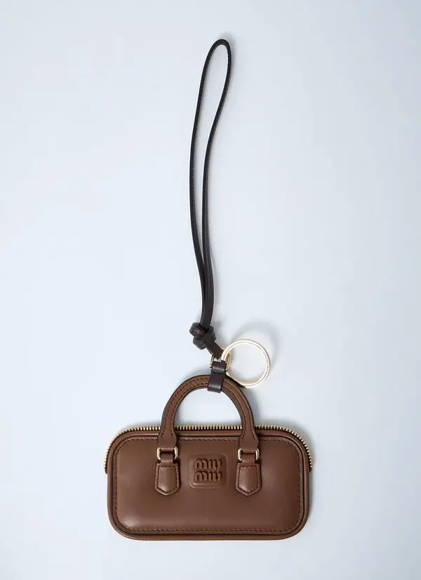 Miu Miu Arcadie Leather Keyring - Brown