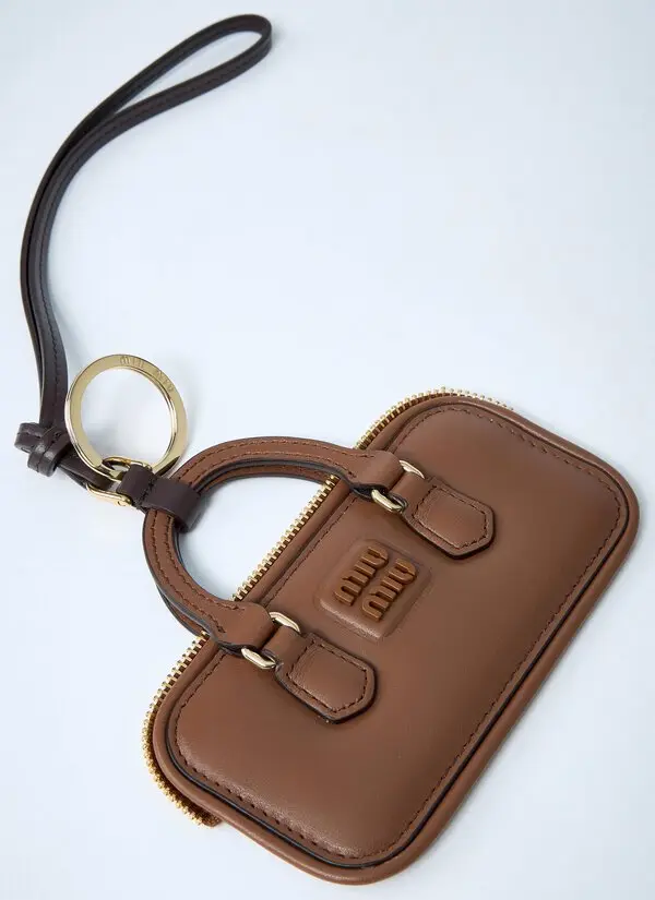 Miu Miu Arcadie Leather Keyring - Brown