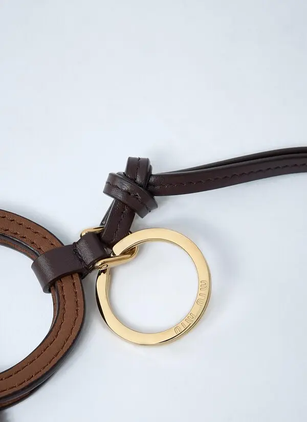 Miu Miu Arcadie Leather Keyring - Brown