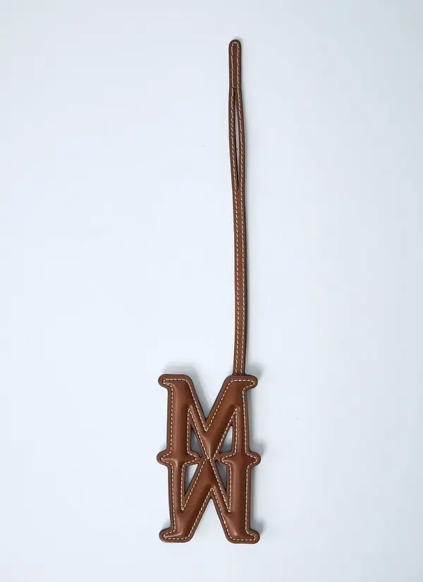 Max Mara Logo Embossed Leather Keyring - Brown