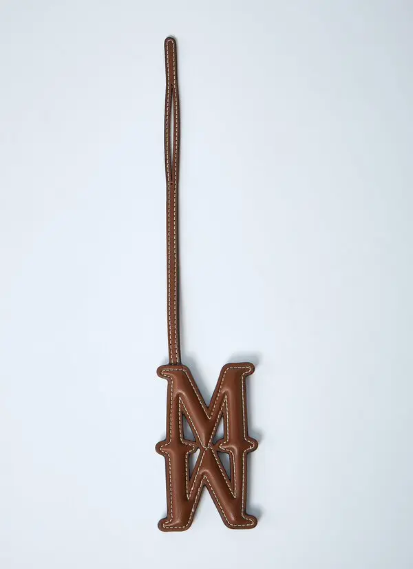 Max Mara Logo Embossed Leather Keyring - Brown