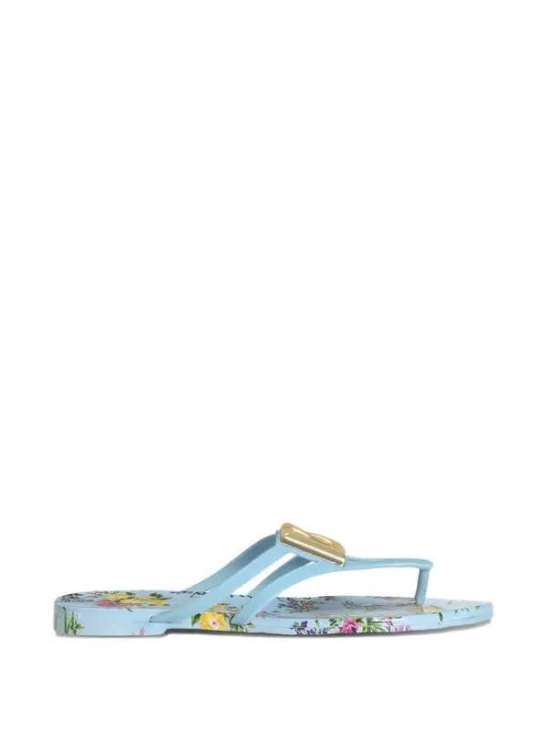 Dolce & Gabbana Dg Logo Floral Print Thong Sandals - Multicolor