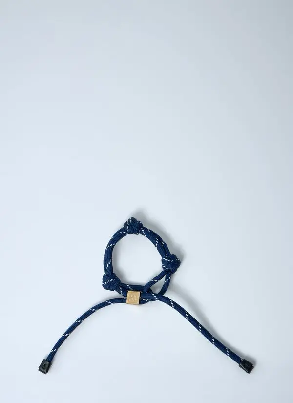 Miu Miu Cord Bracelet With Logo Engraved Hardware - Blue