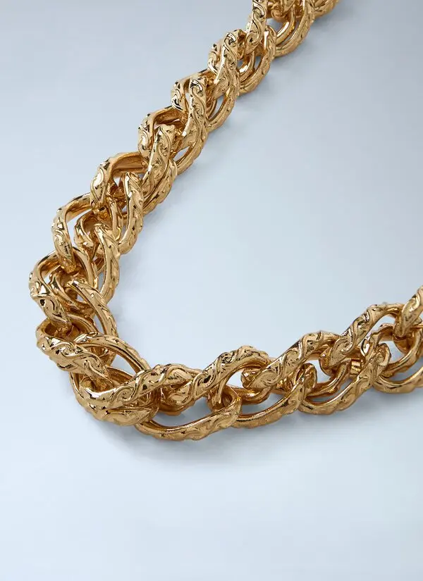 Saint Laurent Tone Rope Chain Necklace With Logo Motif - Gold